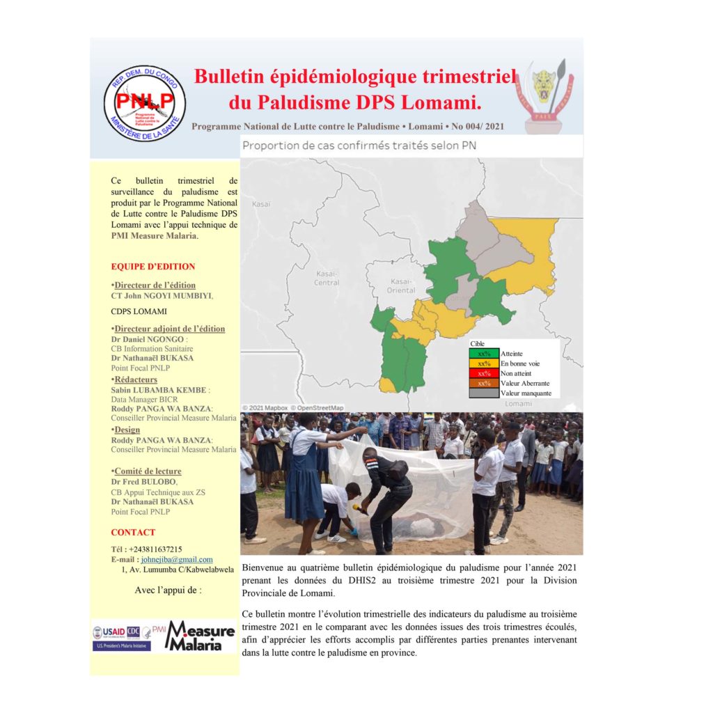 PROGRAMME NATIONAL DE LUTTE CONTRE LE PALUDISME » Bulletin épidemiologique